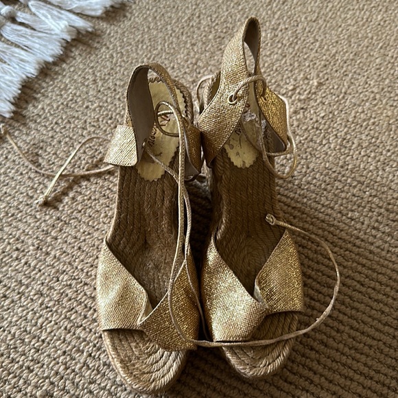 Castaner | Shoes | Castaner Platform Espadrilles Gold Lace Up W Open ...